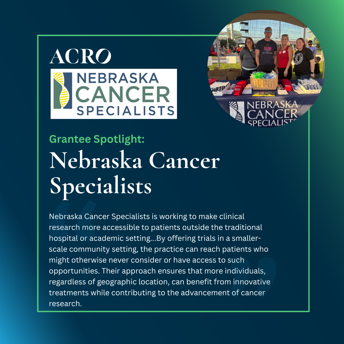 Site Resource Grant Spotlight: Nebraska Cancer Specialists ‣ ACRO